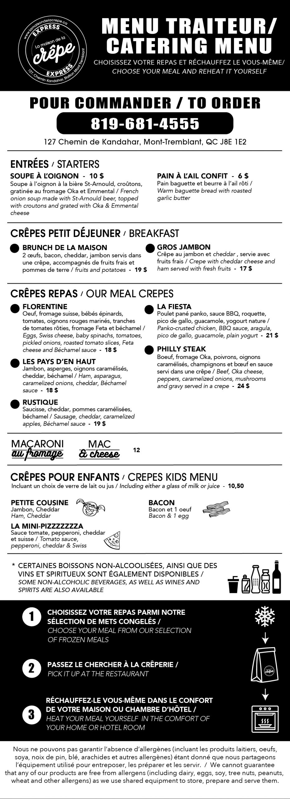 The menu - La maison de la crêpe