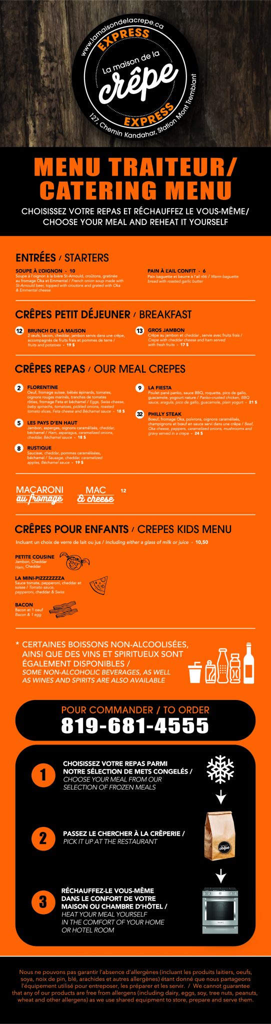 The menu - La maison de la crêpe