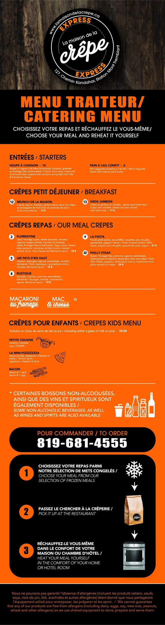 Le menu - La maison de la crêpe