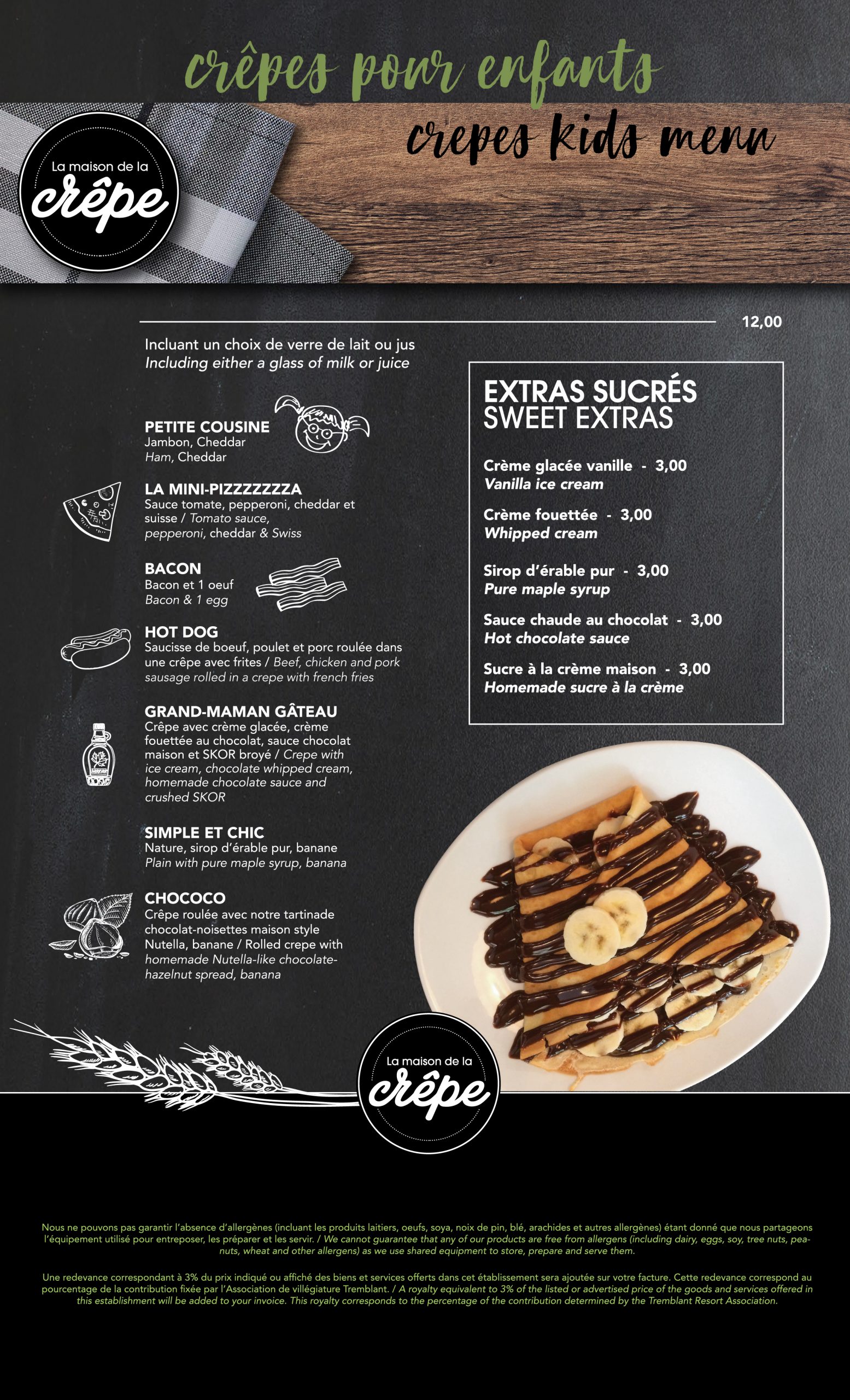 The menu - La maison de la crêpe