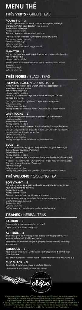 Le menu - La maison de la crêpe